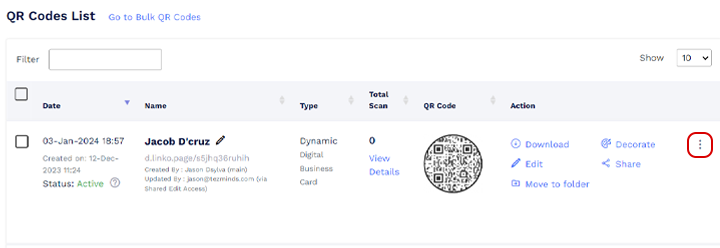 How to Share Access for Digital Business Cards in QRCodeChimp?