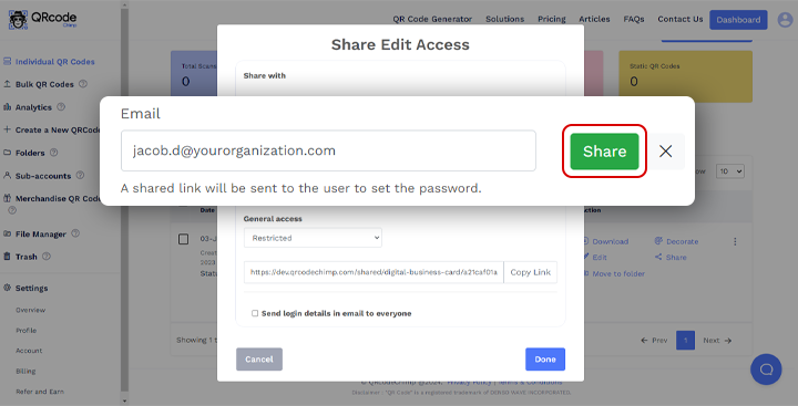 Sharing Edit Access for Digital Business Cards